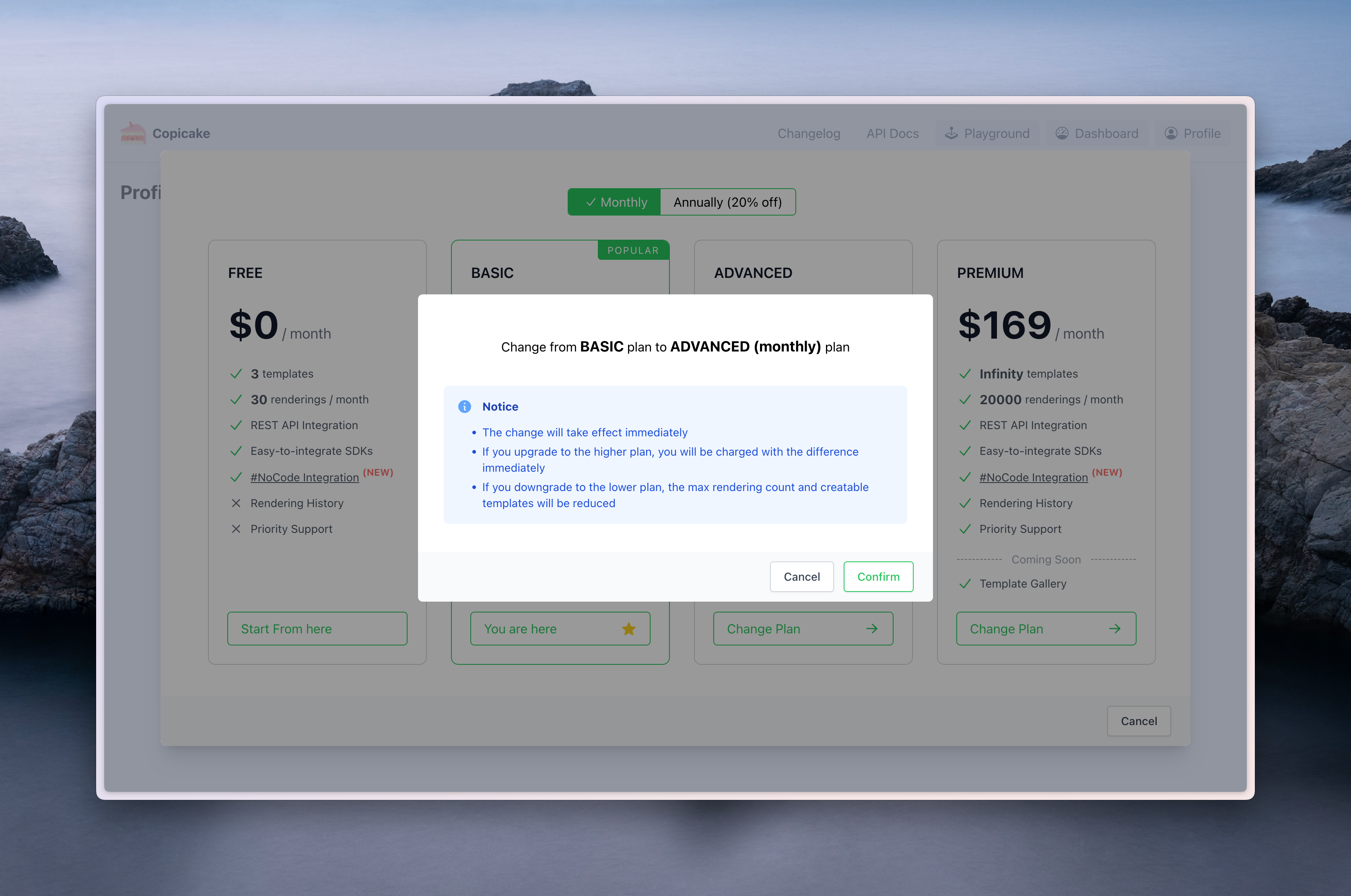 Renewed Change Plan UI | Copicake Blog